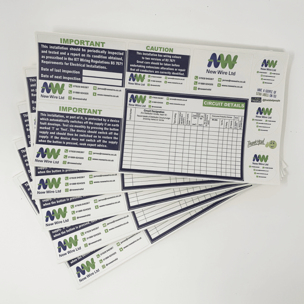 Custom Designed Electrical Packs (50 Sets of 5 Labels per Pack)